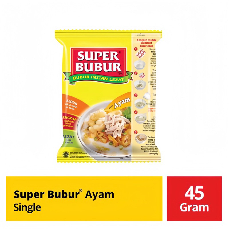Jual 𝗱𝗲.𝗮𝗼𝗿𝗲 𝗺𝗮𝗿𝗸𝗲𝘁 | SUPER BUBUR Instan Ayam 45 g | Shopee Indonesia