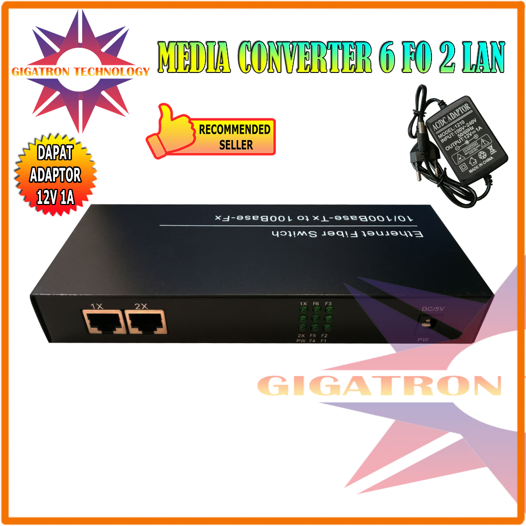 Jual Media Converter Fiber Optic 6 Port FO 2 Port LAN 10/100 Full Body / Switch Fiber Optik 6 FO ...
