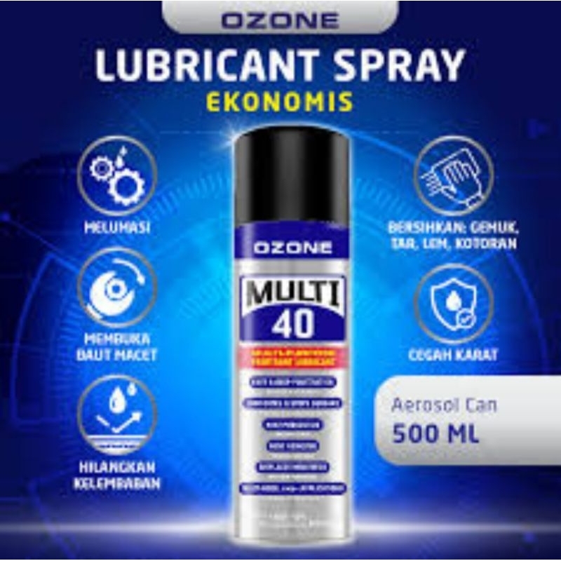 Jual Ozone Multi 40 500 ml Lubricant Spray Pelumas Anti Karat Multipurposes Penetrant Lubricant ...