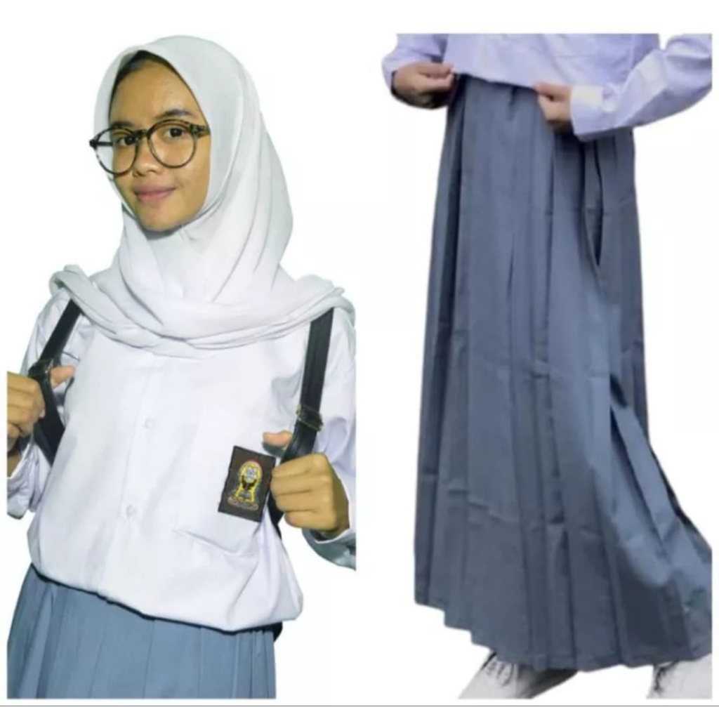 Jual Rok panjang smp sma/rok panjang rempel kerja smp sma seragam smp sma seragam sekolah Biru ...