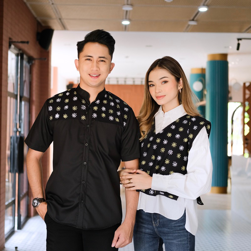 Jual S E I A | ASTER SET COUPLE HITAM VEST KEMEJA BATIK | Shopee Indonesia