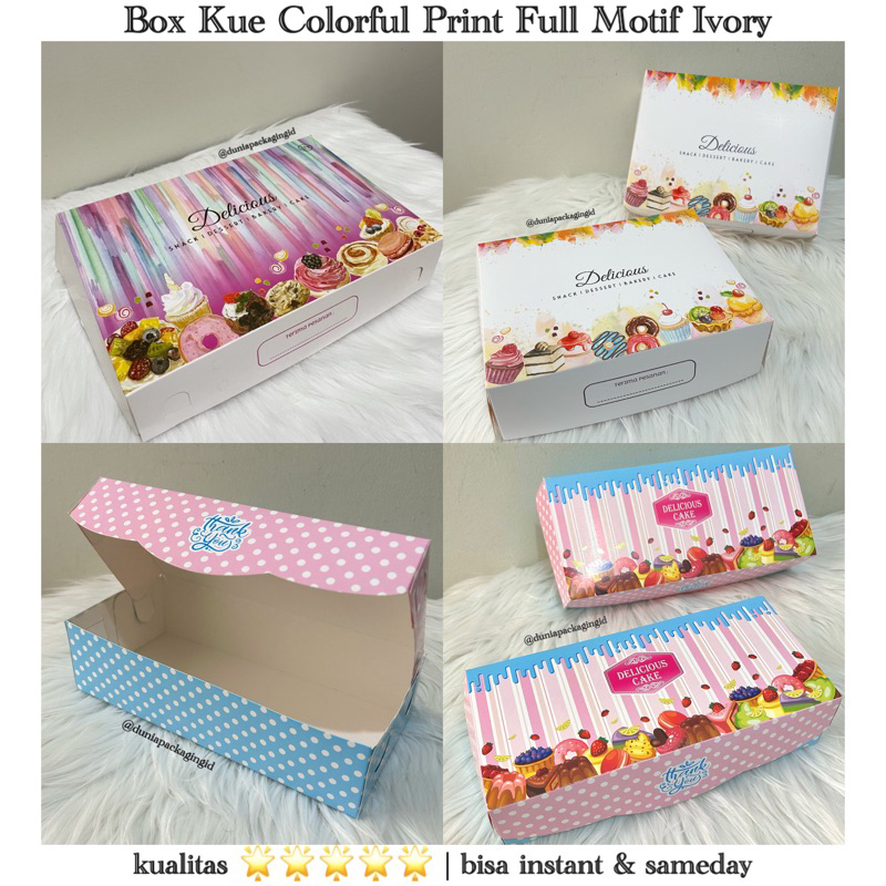 Jual Kotak Kue Motif Full Color 23x10 27x18 box donat / snack kue ...