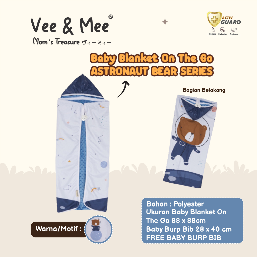 Jual Vee And Mee Selimut Bayi Baby Blanket On The Go Astronaut Bear Series - VMB5041 | Shopee ...