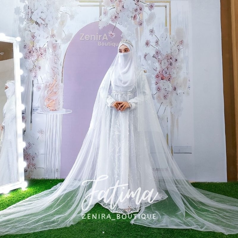 Jual FATEEMA Wedding Dress FREE VEIL, PASMINA, CADAR dan tile Wings ...
