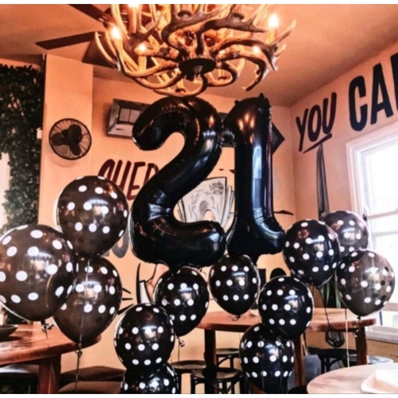 Jual NEW!!! Balon angka JUMBO 80 cm HITAM / BLACK balon foil angka ...