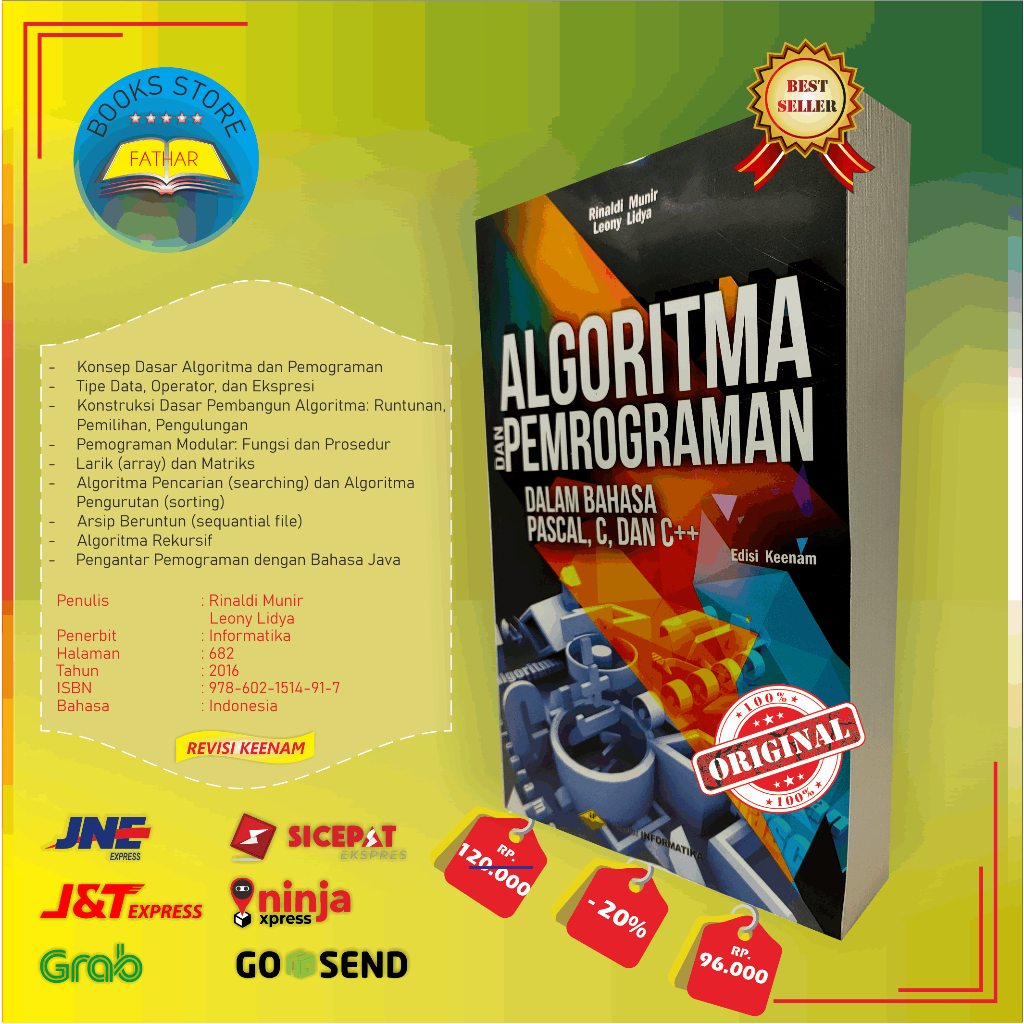 Jual Buku algoritma pemrograman dalam bahasa pascal rinaldi munir ...