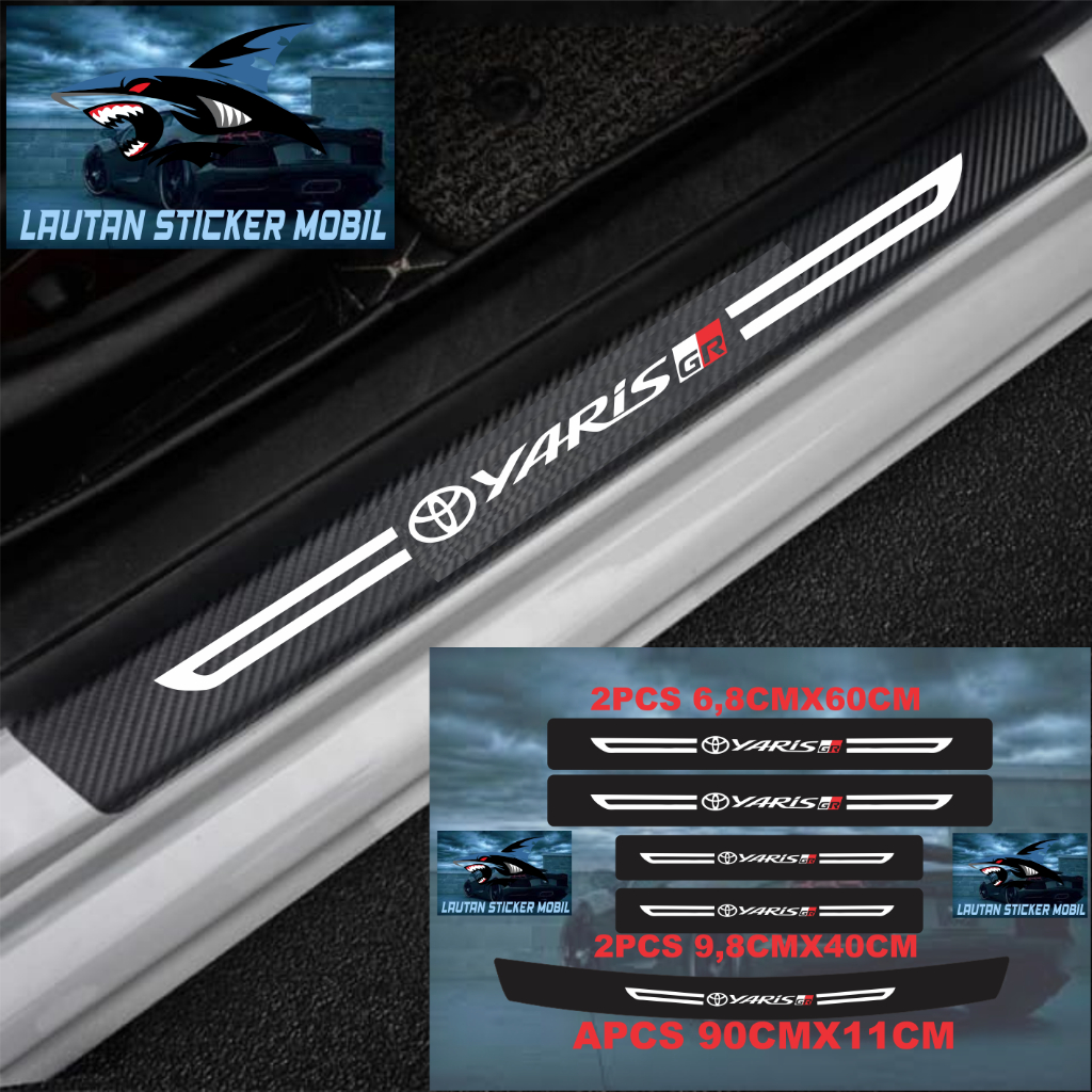 Jual 5 pcs cutting sticker sillplate bahan karbon 3d mobil yaris gr ...