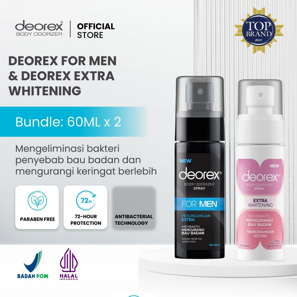 Jual Deorex - Bundling Extra Whitening 60Ml & For Men 60Ml /Deodorant ...