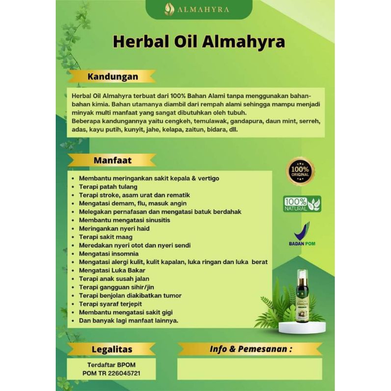 Jual Herbal Oil Almahyra mini (60ml) | Shopee Indonesia