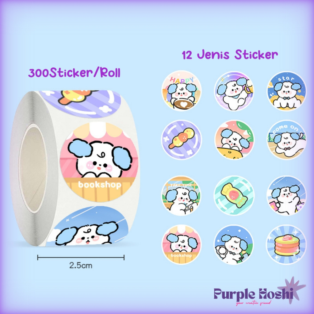 Jual Purple Hoshi Sticker Roll 300 Pcs Karakter Cute Lucu Serbaguna DIY ...