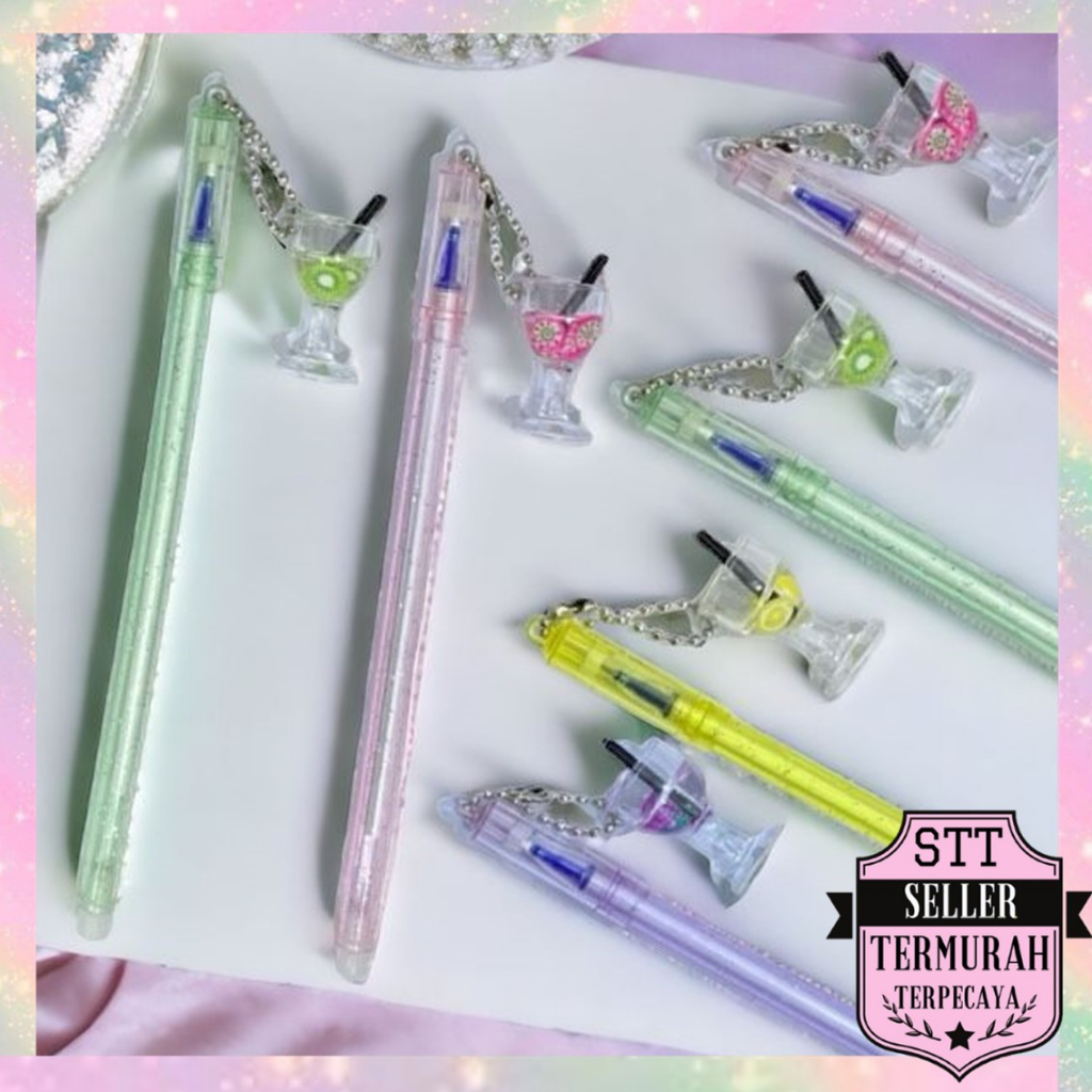 Jual STT Pulpen Lucu Aesthetic Pulpen Gelas Juice Fancy Pen Gantungan ...