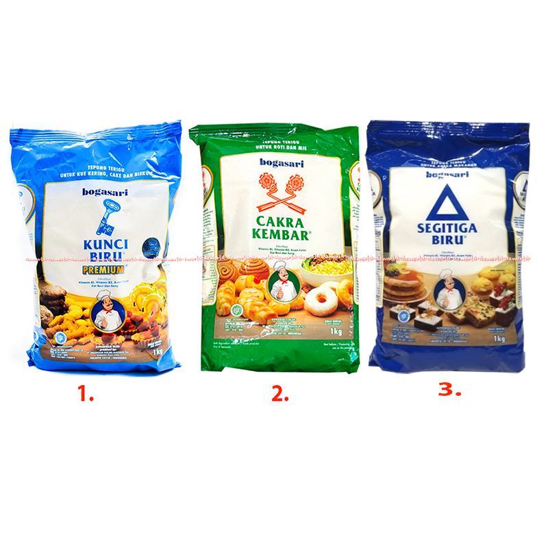 Jual Bogasari 1kg Kunci Biru Premium Cakra Kembar Segitiga Biru Tepung ...