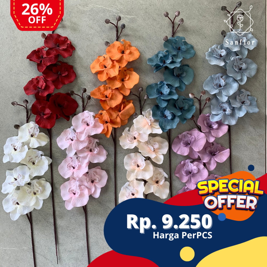 Jual BUNGA ANGGREK K6 / ORCHID ARTIFICIAL FLOWER HIASAN PELAMINAN ...