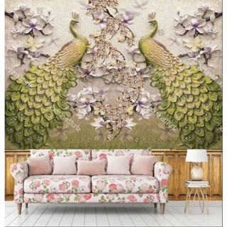 Jual TERLENGKAP WALLPAPER BURUNG MERAK 3D - WALLPAPER DINDING BURUNG ...