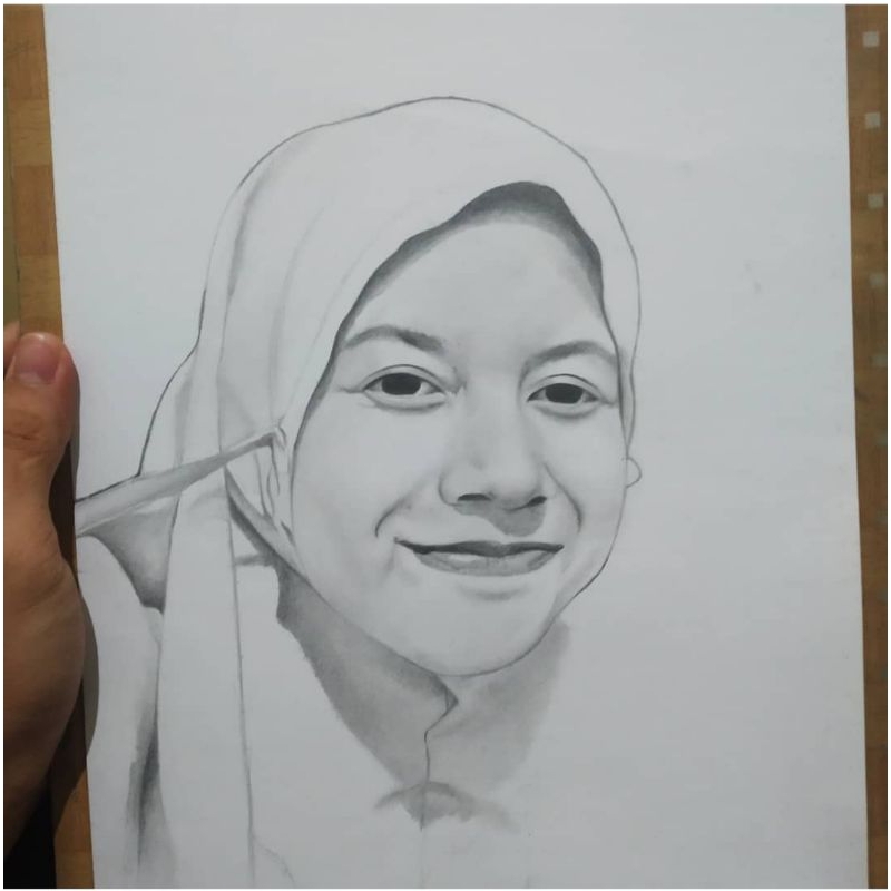 Jual Gambar potret wajah realis pensil A4 Arsir halus | Shopee Indonesia