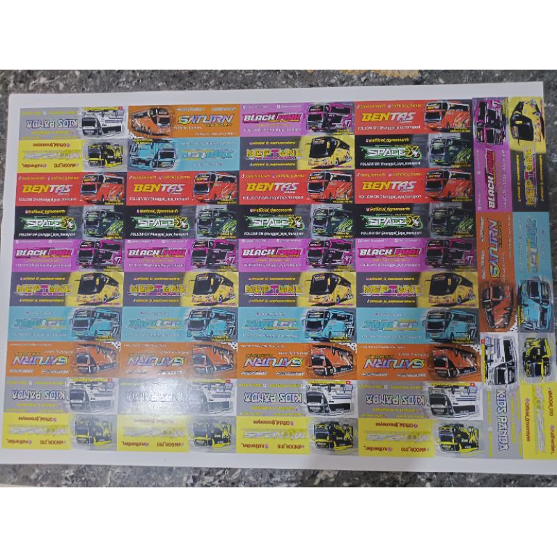 Jual stiker bus murah tunggal jaya asli isi 40 pcs, paket lengkap ...
