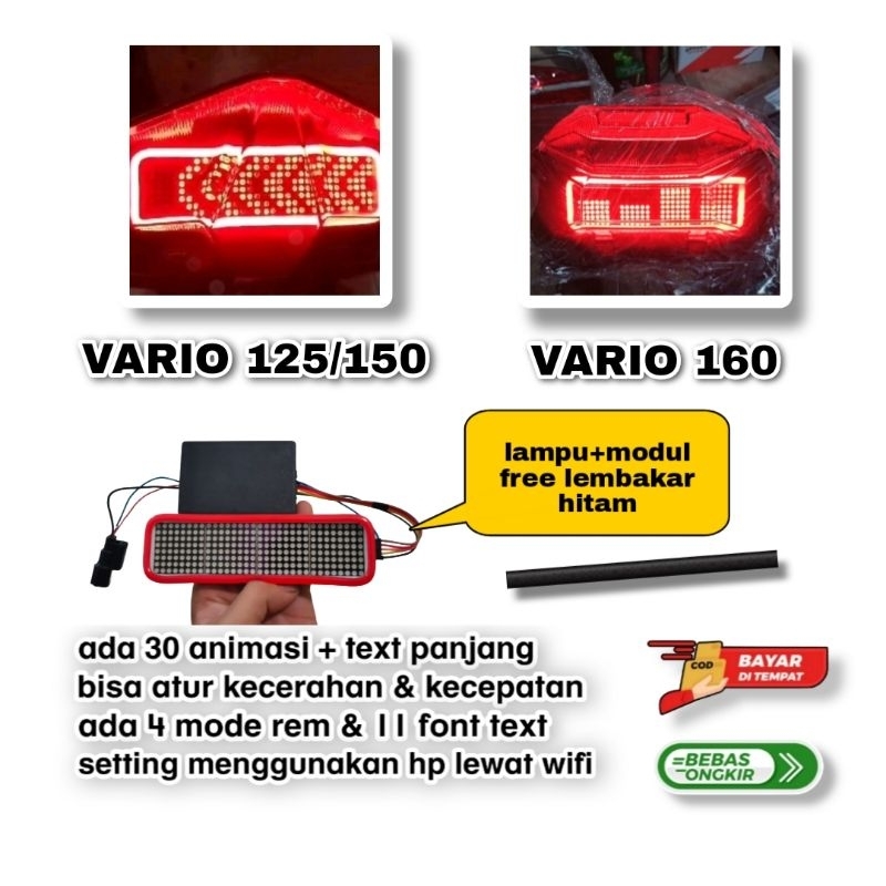Jual Stoplamp Lampu stop running text 40 mode vario 125/150 160 (bisa ...
