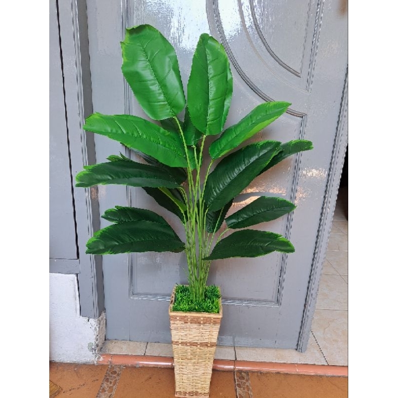 Jual pohon pisang artificial +pot rotan anyam | Shopee Indonesia