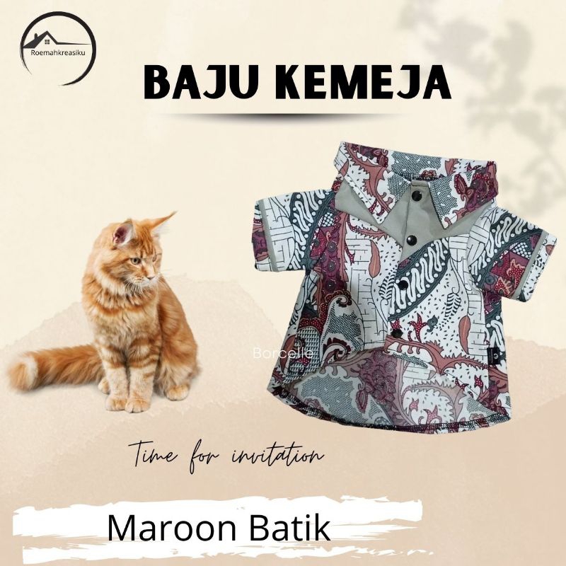 Jual Baju Kemeja batik Kucing#baju kondangan kicing anjing#baju unik ...