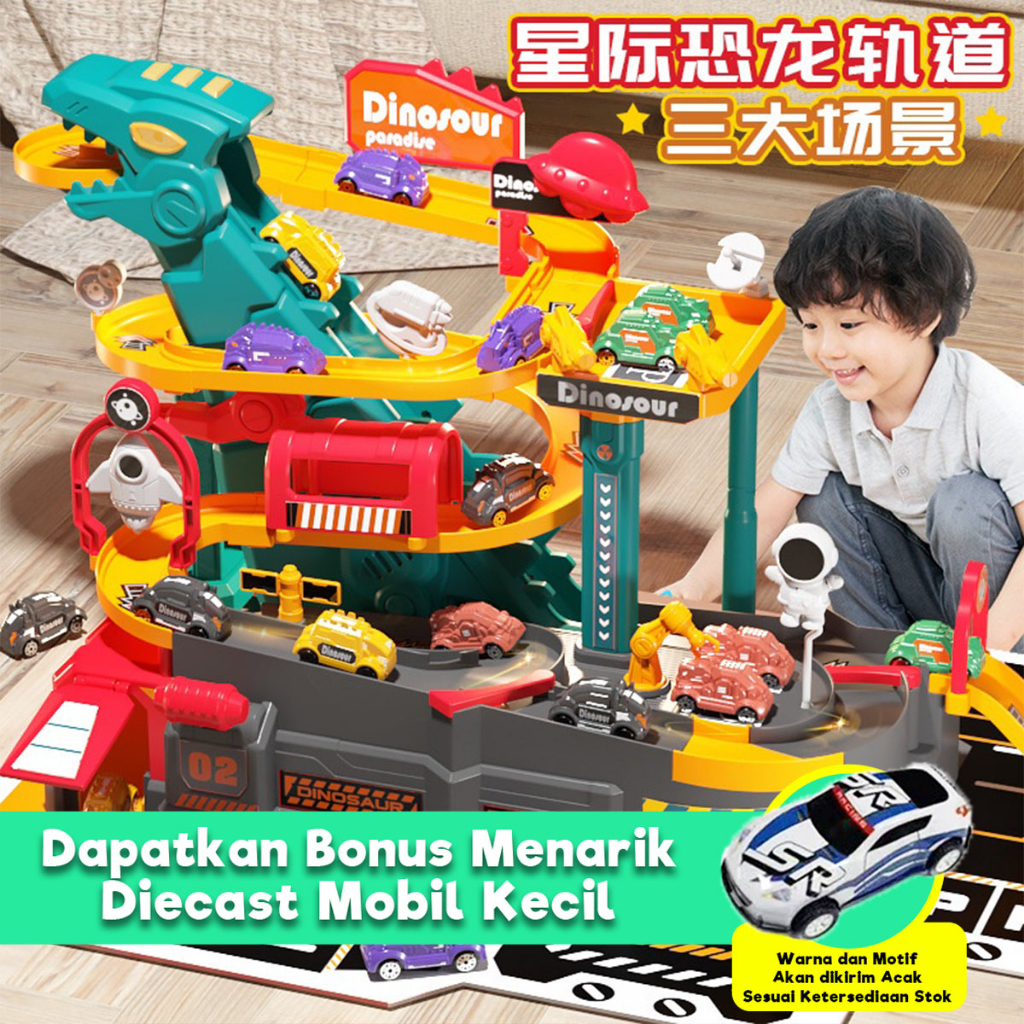 Jual Mainan Mobil Mobilan Rel Dino Track Trek Parking Lot Parkir Rel ...
