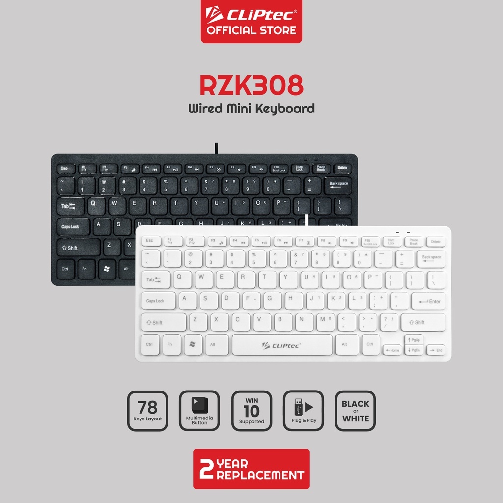 Jual Keyboard Mini Multimedia Wired CLIPTEC RZK308 | Shopee Indonesia