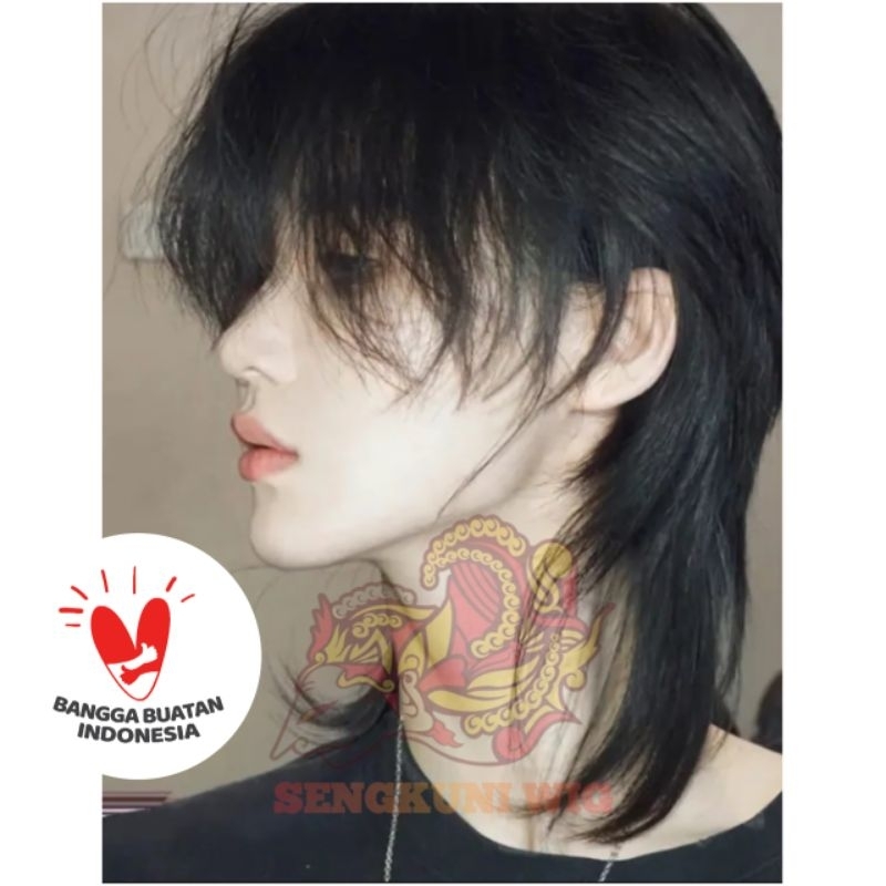 Jual Full Wig Pria Korea Mullet Panjang Rambut Palsu Cowok Gondrong ...