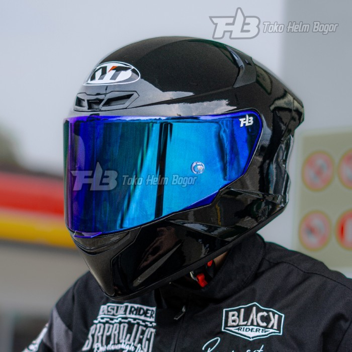 Jual HELM KYT TT Course Black glossy PAKET GANTENG visor BLUE HELM KYT ...