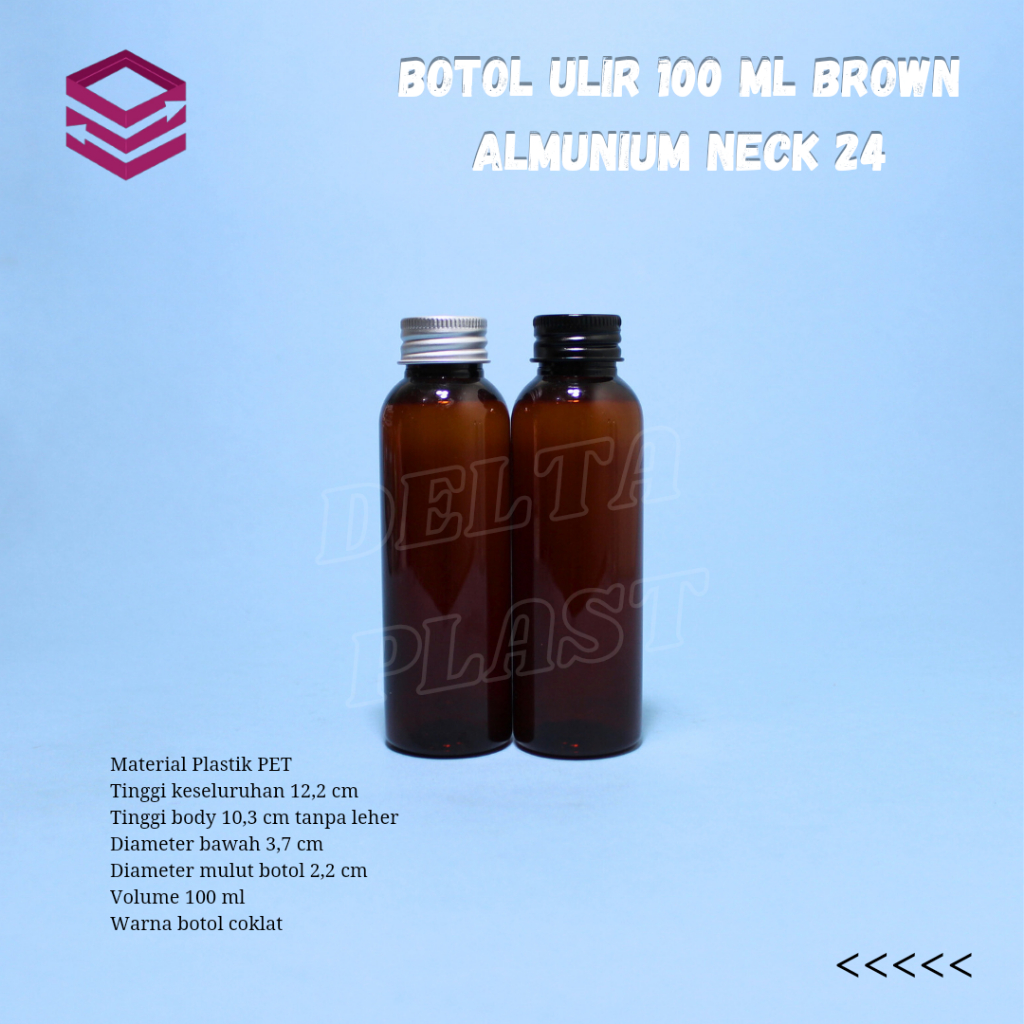 Jual Botol pet 100ml / Botol ulir 100ml amber / Tutup ulir almunium neck 24 | Shopee Indonesia
