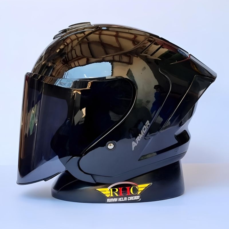 Jual helm JS armor half face solid sni warna dark grey gloss | Shopee ...