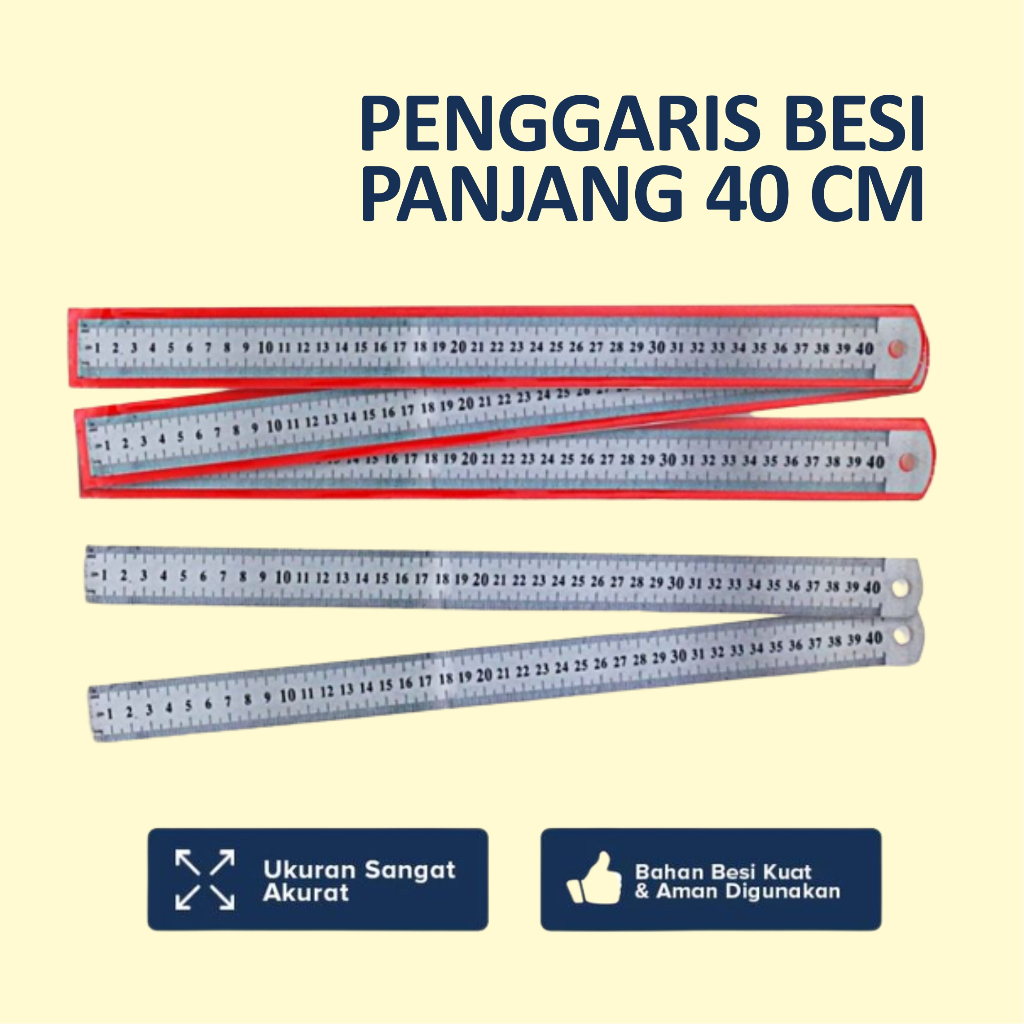 Jual Penggaris Panjang Besi 40 Centimeter Stainless Steel Ruler 16 ...
