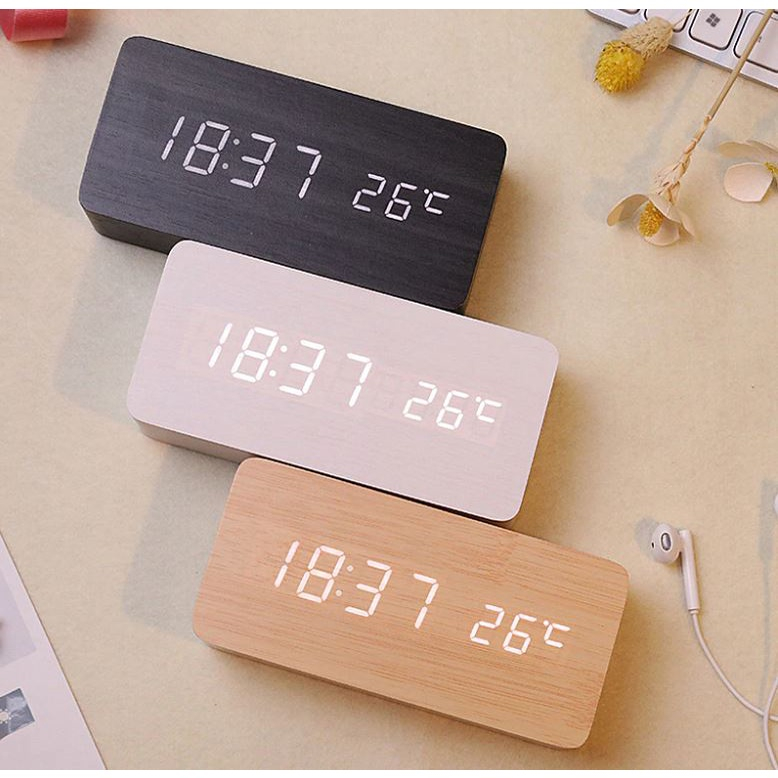 Jual D-03 Jam Meja digital Motif Kayu Digital Led Weker / Desain Wood ...
