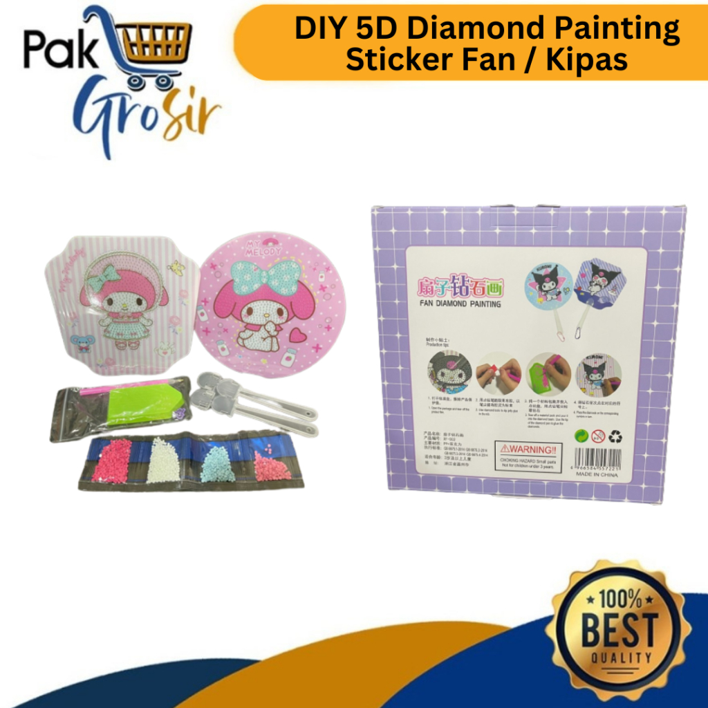 Jual DIY 5D Diamond Painting Foto Sticker Fan Set Lukisan Kipas Mainan ...