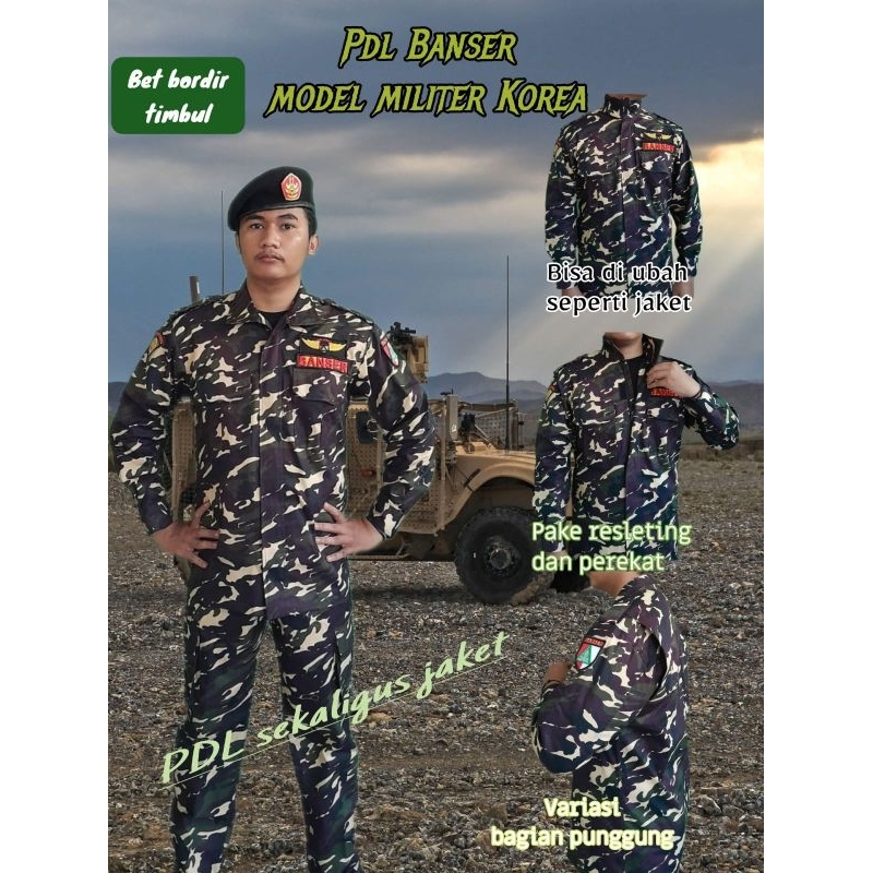 Jual Seragam PDL Banser bahan twill model militer korea harga plus nama ...