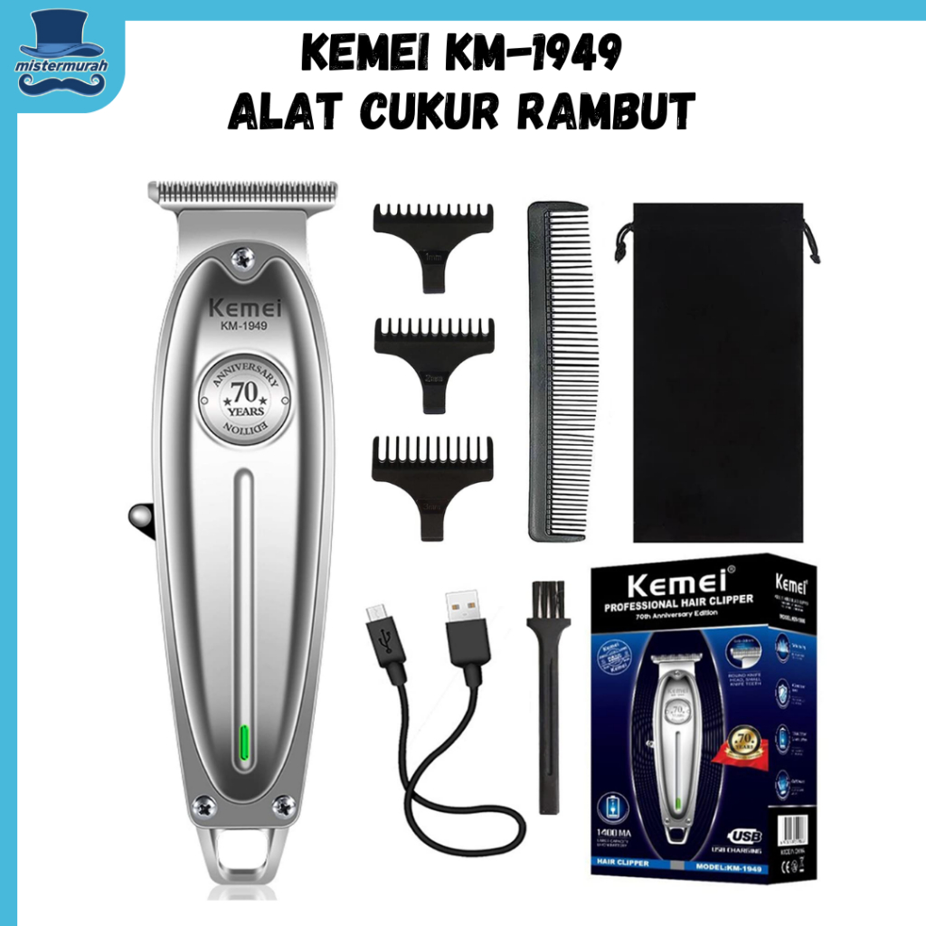 Jual Kemei 1949 Alat Mesin Cukur Rambut KM 1949 Body Full Metal Trimmer KM-1949 Hair Clipper ...