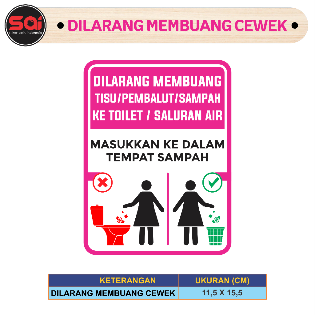 Jual stiker vinyl DILARANG MEMBUANG SAMPAH/ TISU/ PEMBALUT/ PUNTUNG DI ...