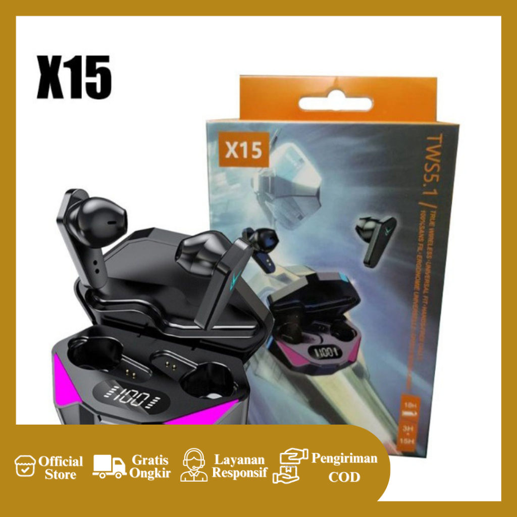 Jual Headset TWS X15 Bluetooth Gaming TWS X15 Bluetooth V5.2 LED Smart ...