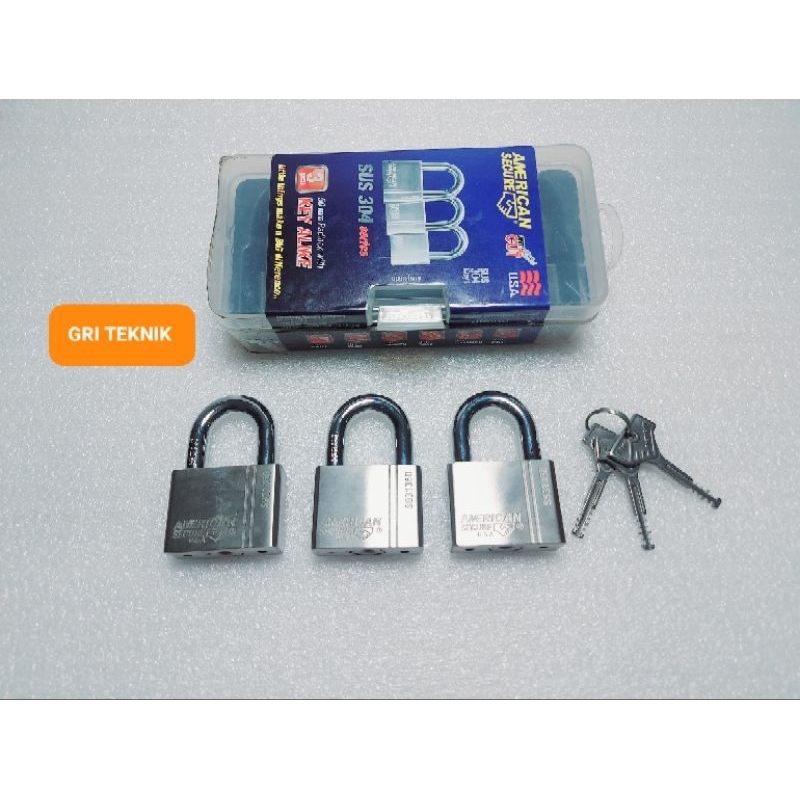 Jual ORIGINAL!!! GEMBOK MASTER KEY 3 X 50 MM AMERICAN SECURE (3 PCS ...