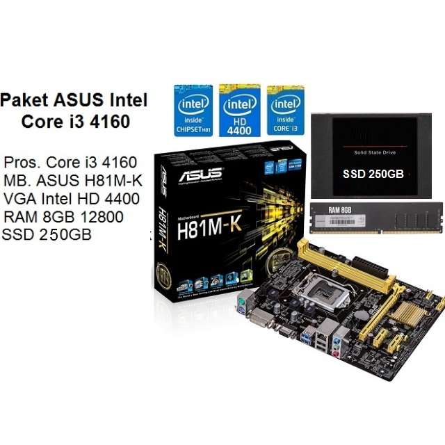 Jual Paket Intel Gen4 Core i3 4160 + Mobo ASUS/MSI H81 RAM SSD | Shopee ...