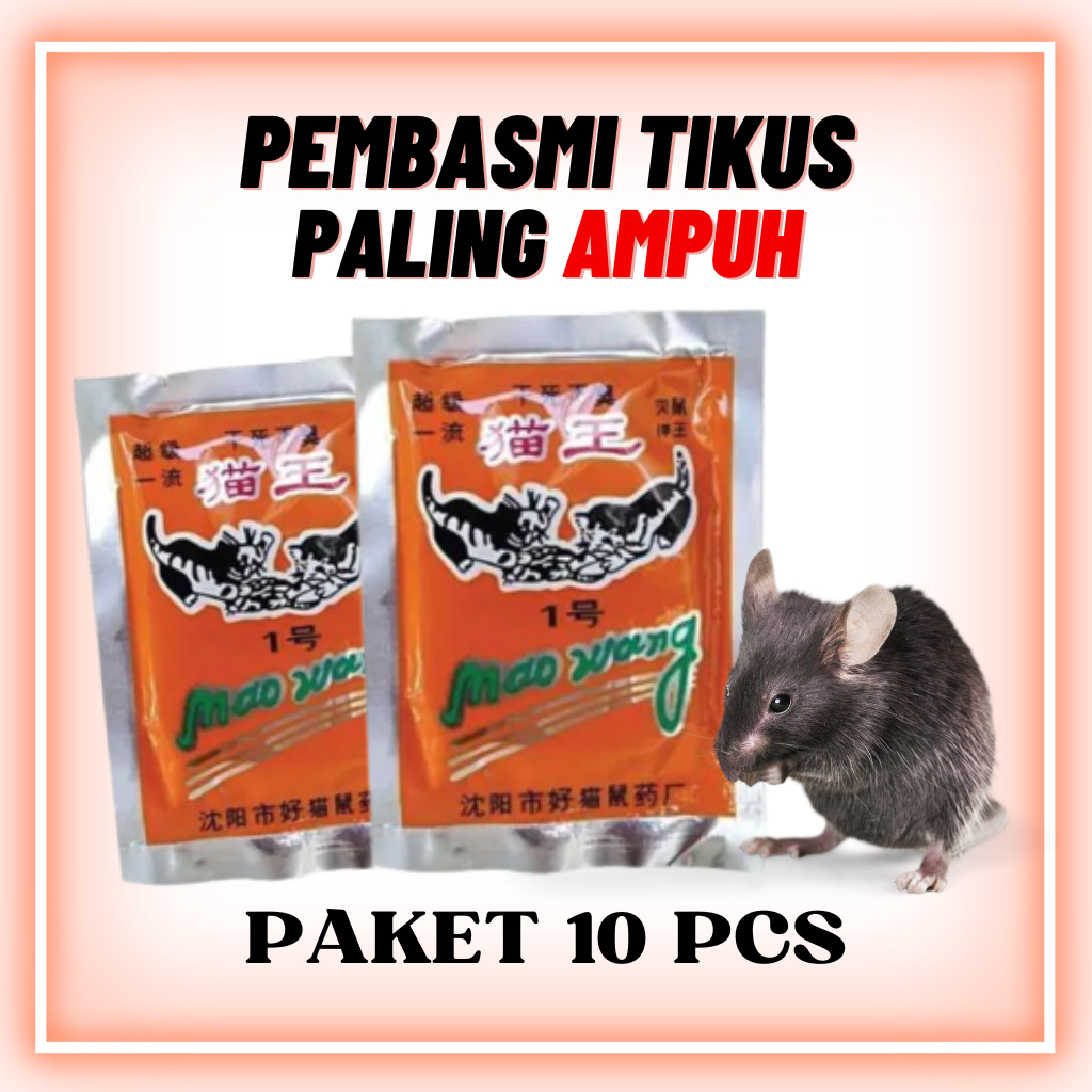 Jual (10 Sachet) Racun Tikus Mati Kering Tidak Bau Mao Wang Orange ...