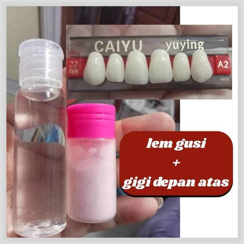 Jual GIGI PALSU + LEM GUSI 30ML # MERK CAIYU | Shopee Indonesia