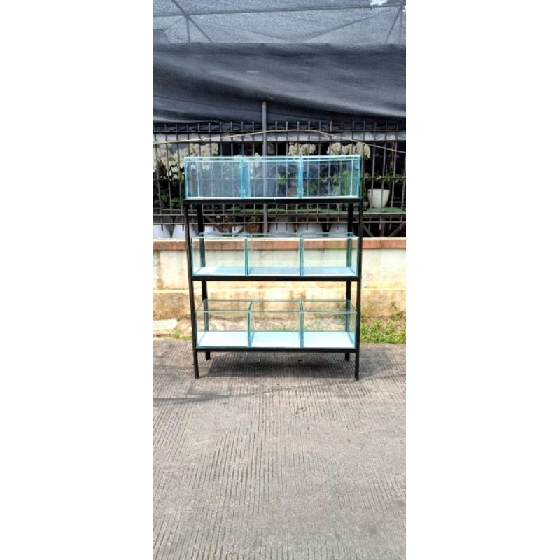 Jual Paket Aquarium 35x30x25+Tutup Kaca+Rak Besi Siku | Shopee Indonesia