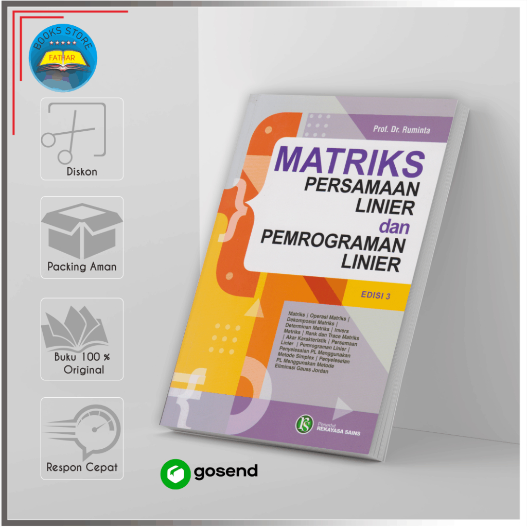 Jual Buku Matriks Persamaan Linier dan Pemrograman Prof. Dr. Ruminta ...