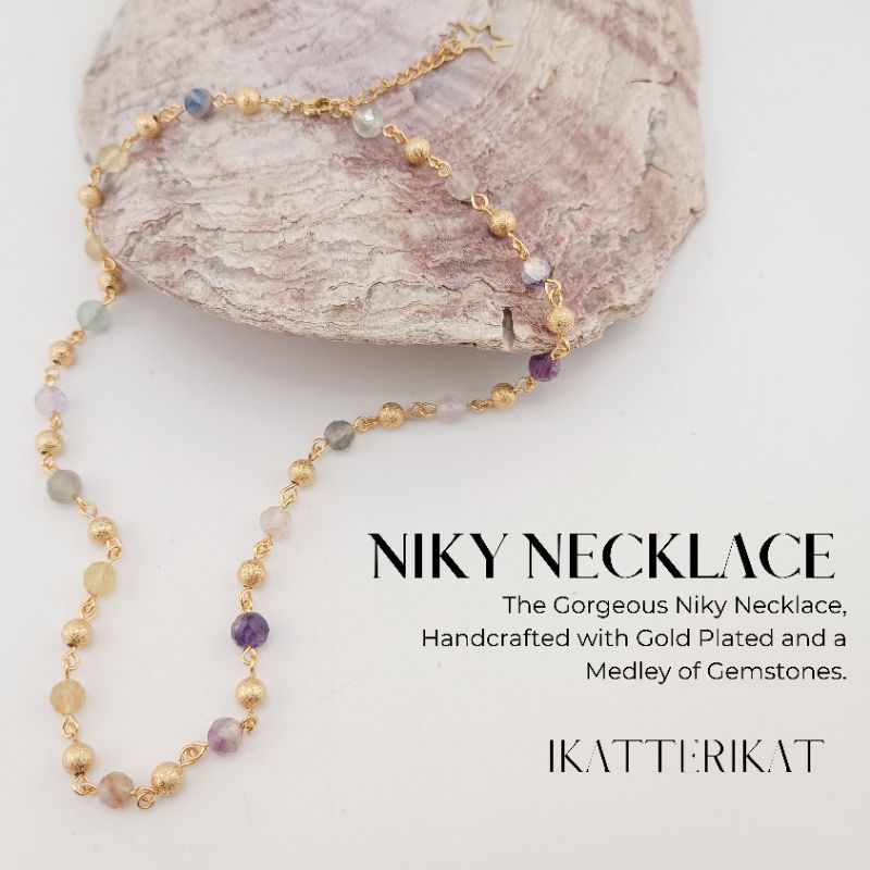 Jual Niky Necklace - Kalung Wanita Gold Plated Crystal Stone Healing ...