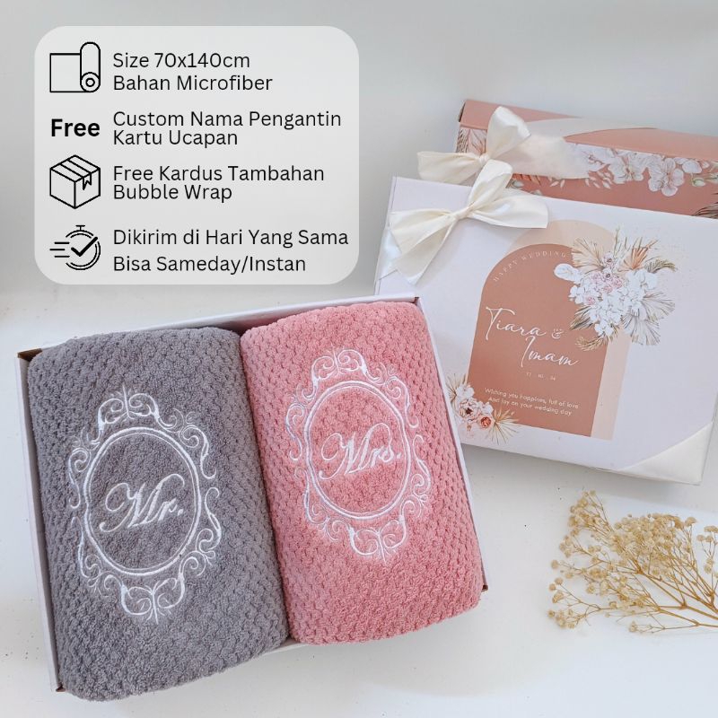 Jual Handuk Couple Kado Pernikahan Hampers Wedding Gift Handuk ...