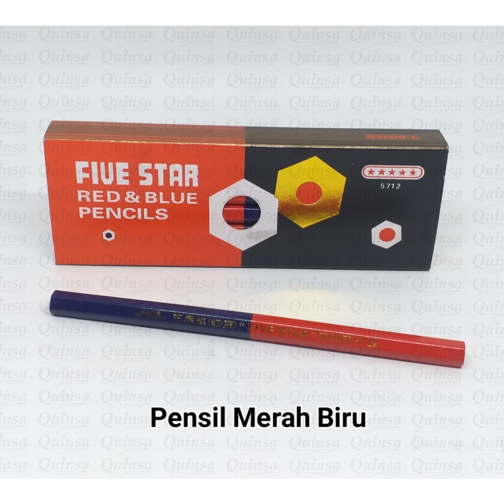 Jual Per Box Pensil Merah Biru Jahit ukuran Besar Five Star | Shopee ...