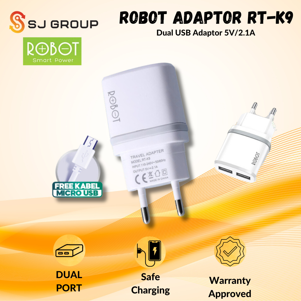 Jual Robot Adaptor Charger RT-K9 Fast Charging Kabel Micro USB Original ...