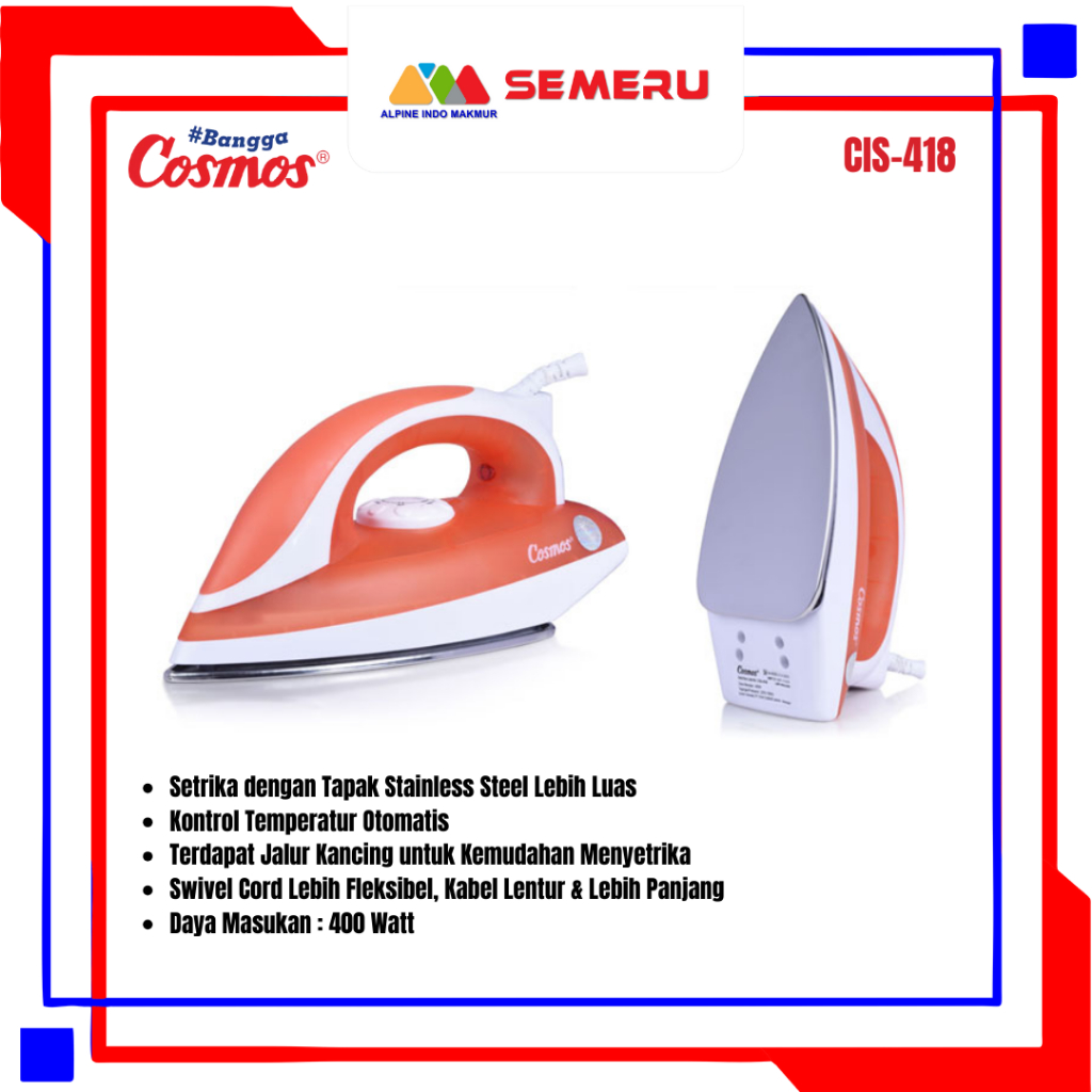 Jual COSMOS SETRIKA S/S CIS-418/CIS-428/CIS-438 STAINLEES STEEL ...