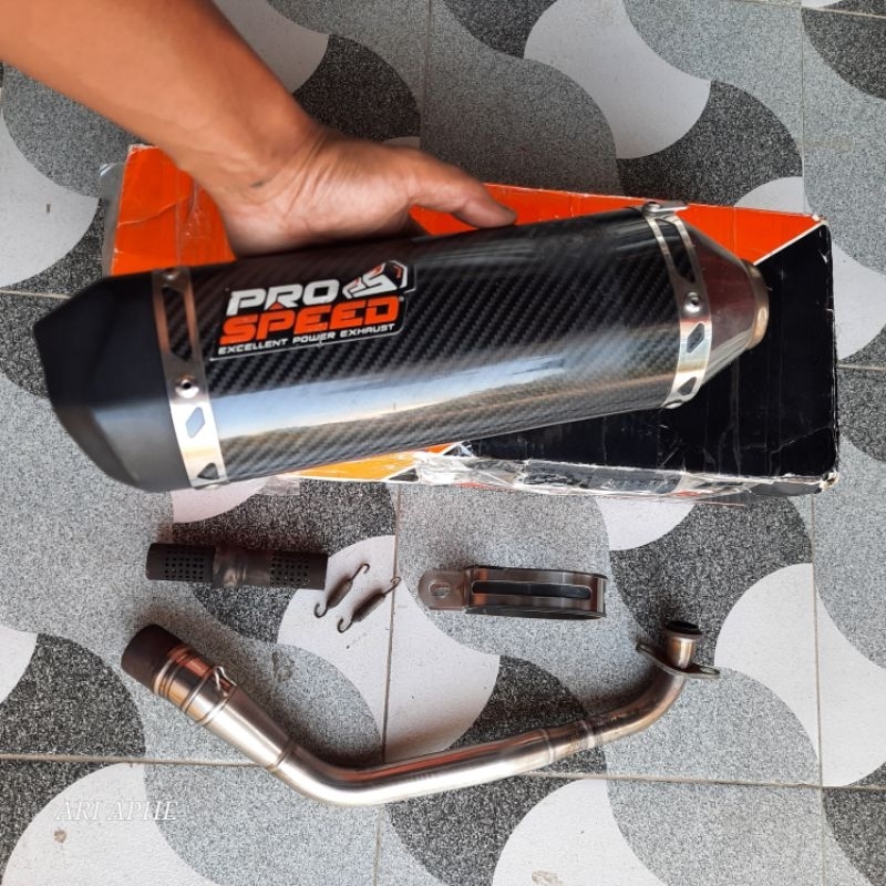Jual knalpot PROSPEED black carbon original ALL NEW AEROX CONNECTED fullsystem | Shopee Indonesia