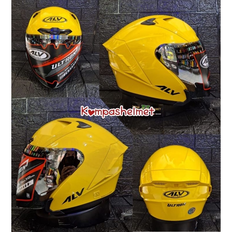 Jual HELM HALF FACE TERMURAH ALV ULTRON SOLID YELLOW LEMON NEW COLOUR ...