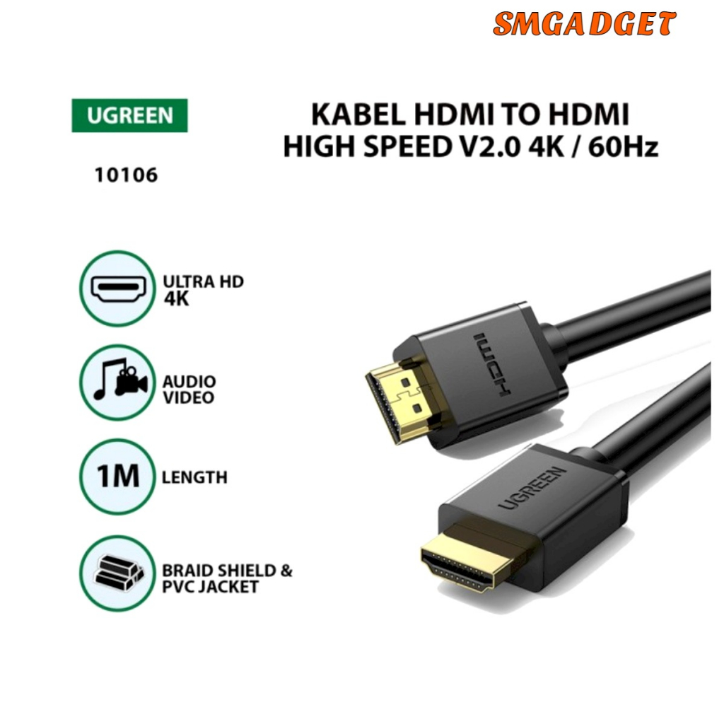 Jual UGREEN Kabel HDMI HDTV 4K Male to Male 5M Meter 10109 Black ...